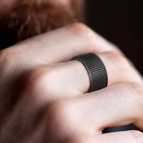 Accessories | Mens Blue Stainless Steel 8mm Flexible Mesh Ring | Poshmark